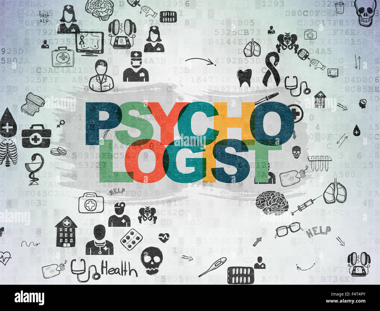 Healthcare concept: Psychologist on Digital Paper background Stock ...