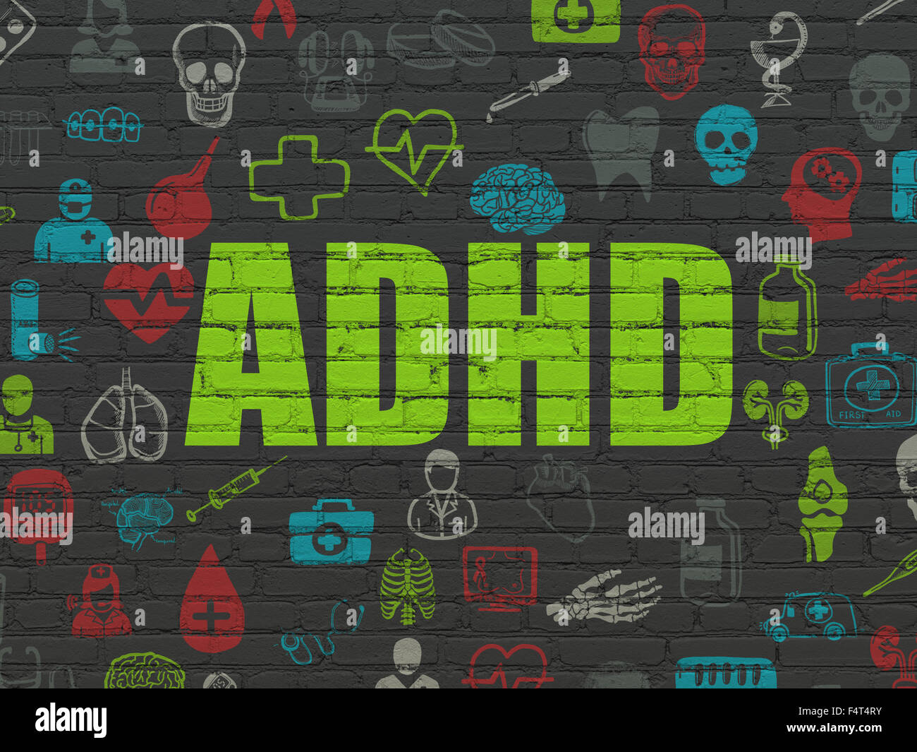 Health concept: ADHD on wall background Stock Photo - Alamy