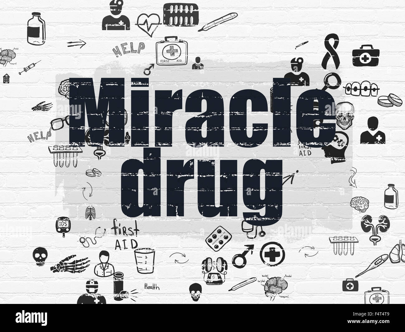 Health concept: Miracle Drug on wall background Stock Photo - Alamy