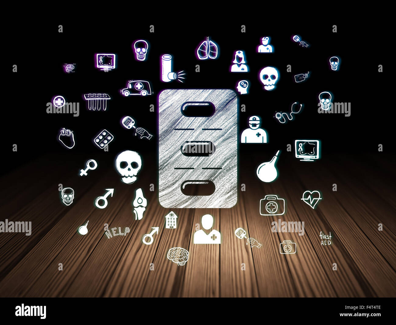 Healthcare concept: Pills Blister in grunge dark room Stock Photo - Alamy