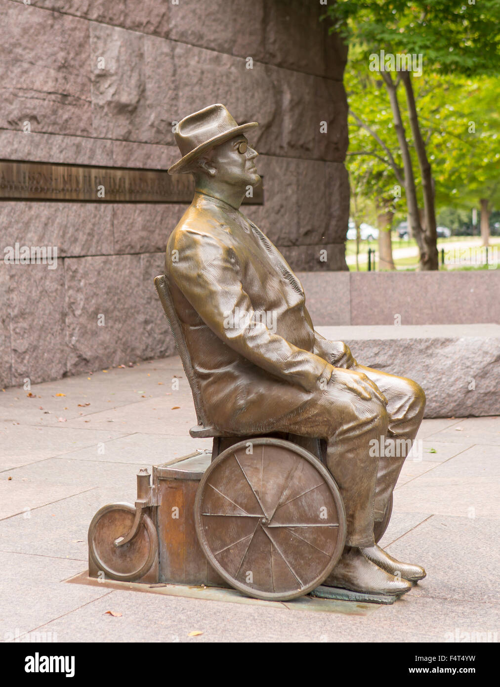 WASHINGTON, DC, USA - Franklin Roosevelt Memorial. Bronze statue of FDR ...