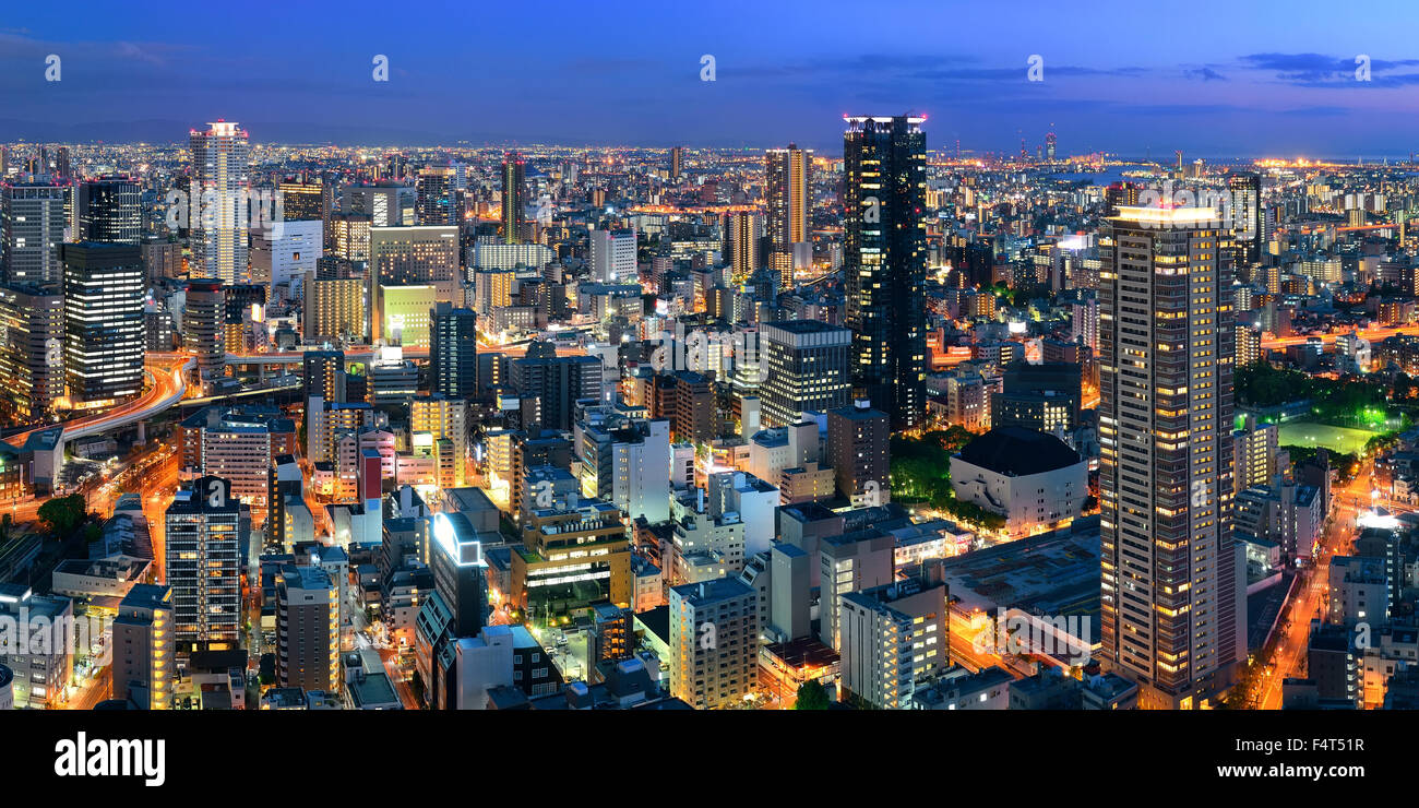 Osaka urban city at night panorama rooftop view. Japan Stock Photo - Alamy