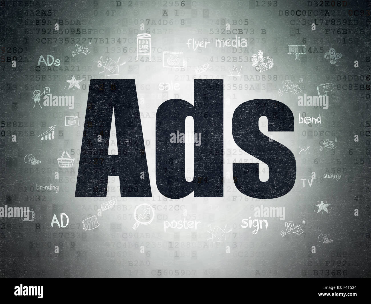 Advertising concept: Ads on Digital Paper background Stock Photo - Alamy