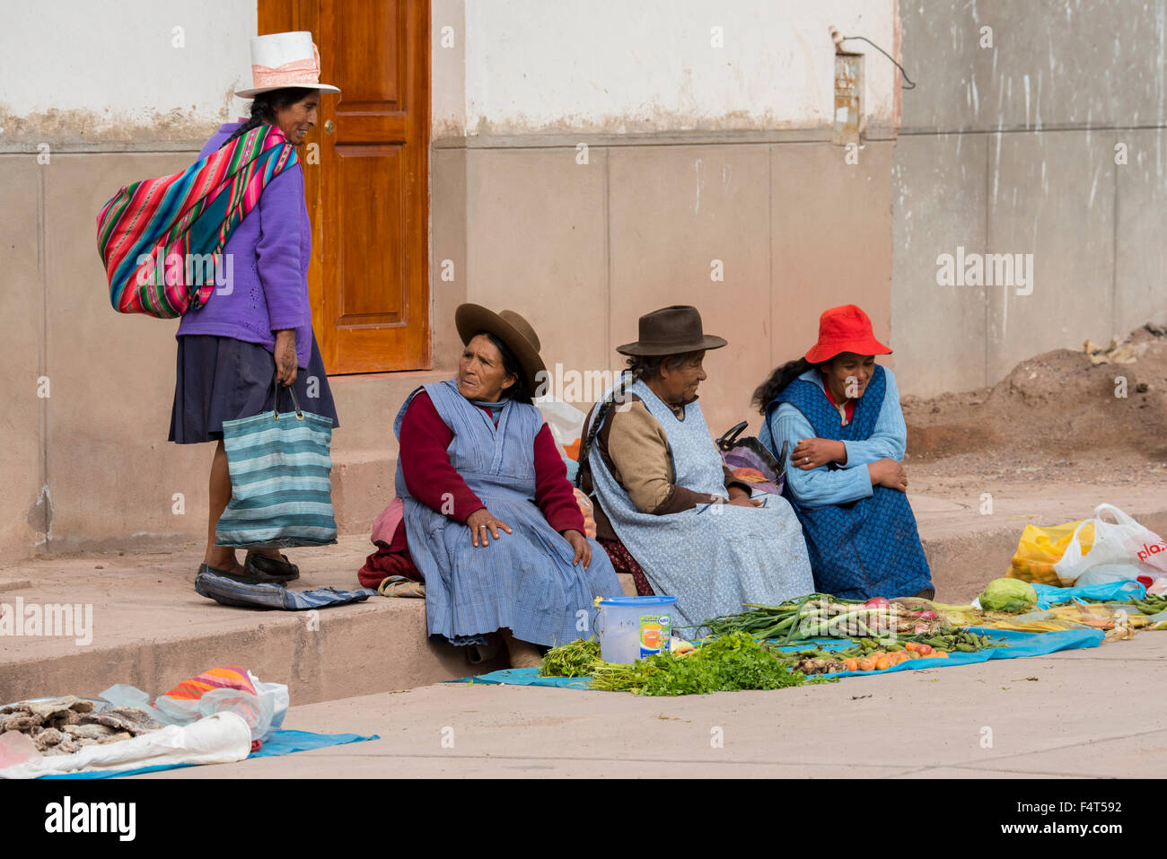 South America, Latin America, Peru, street market in small village in ...