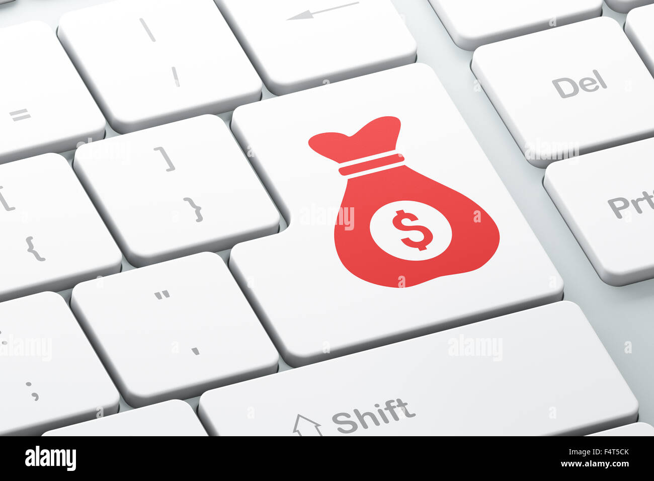 Finance concept: Money Bag on computer keyboard background Stock Photo ...