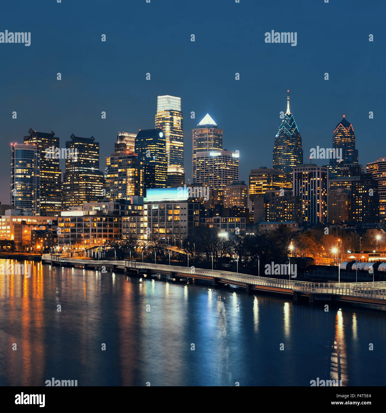Philadelphia skyline at night with urban architecture Stock Photo - Alamy