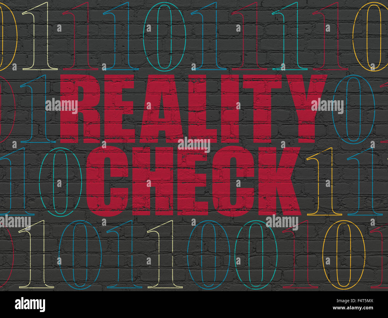 Business concept: Reality Check on wall background Stock Photo - Alamy