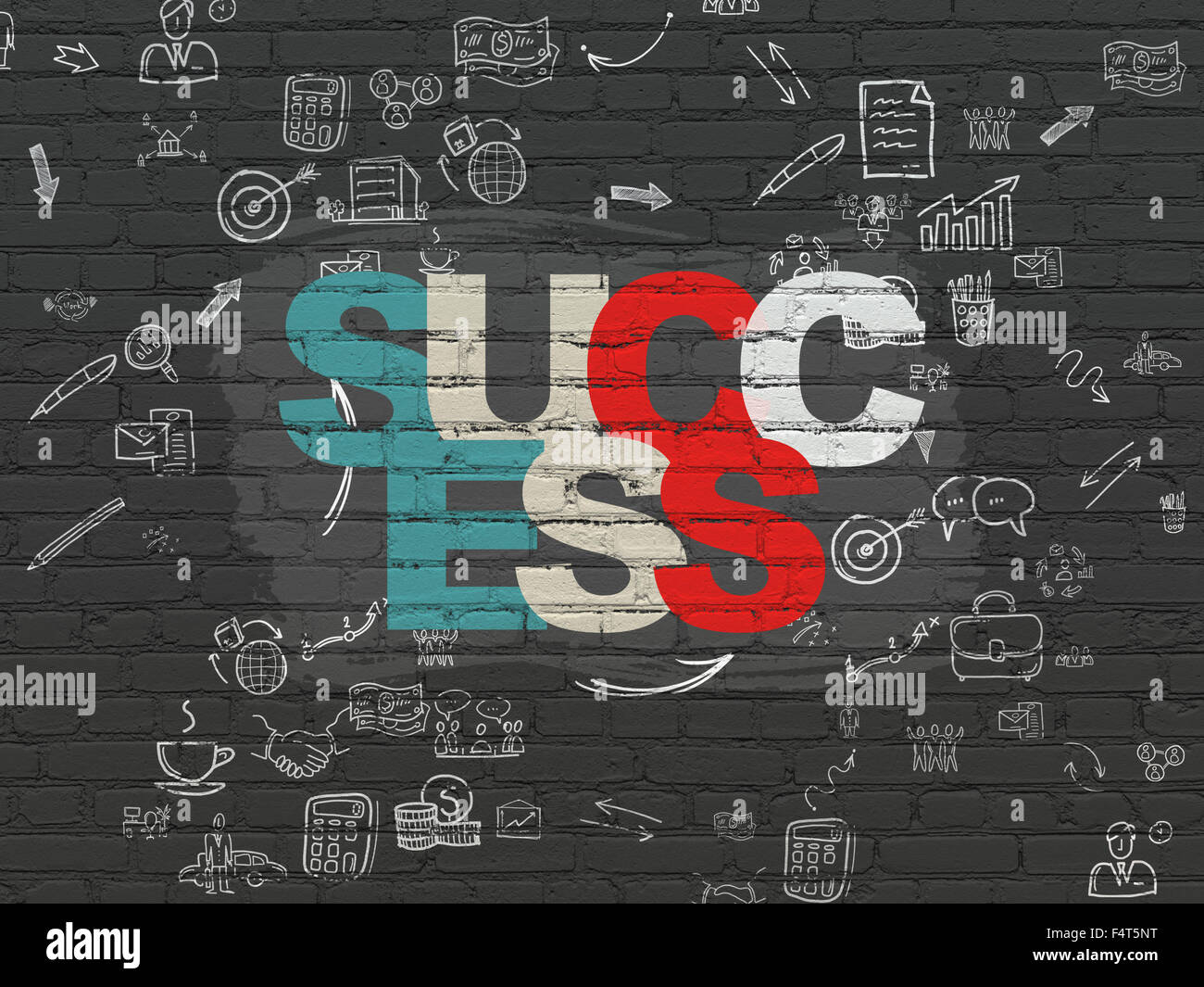 Finance concept: Success on wall background Stock Photo - Alamy