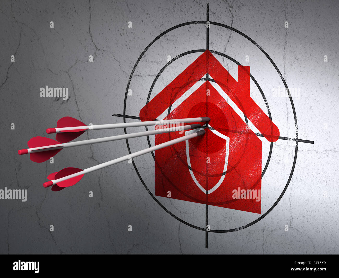 Business concept: arrows in Home target on wall background Stock Photo ...