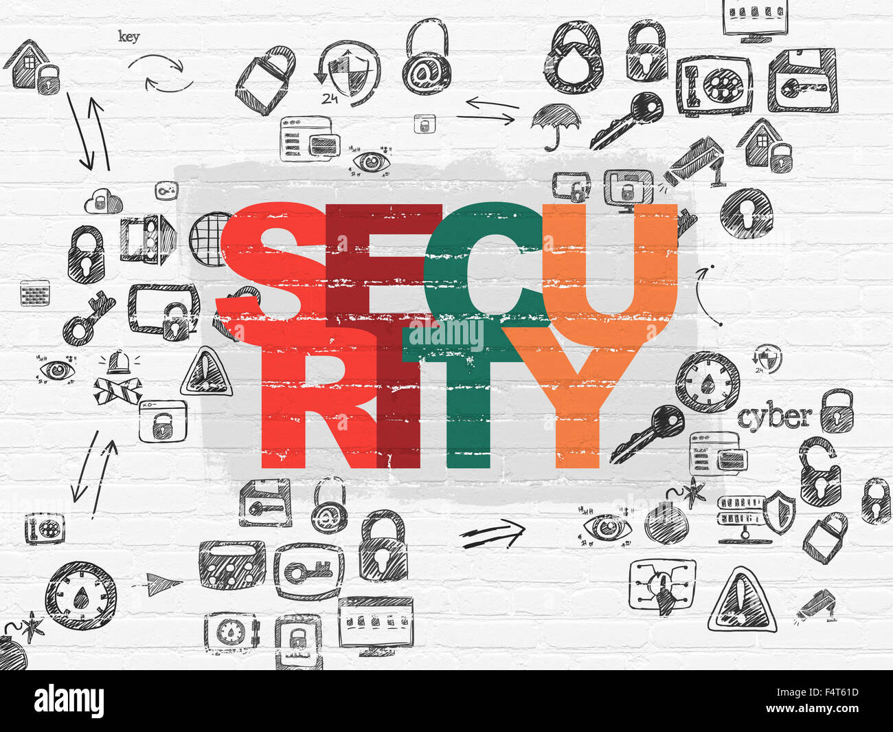 Safety concept: Security on wall background Stock Photo - Alamy