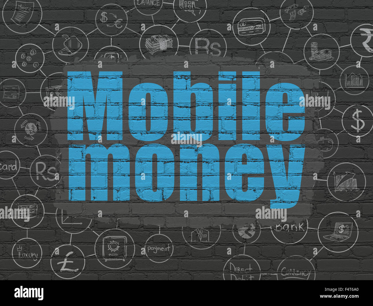 Currency concept: Mobile Money on wall background Stock Photo - Alamy