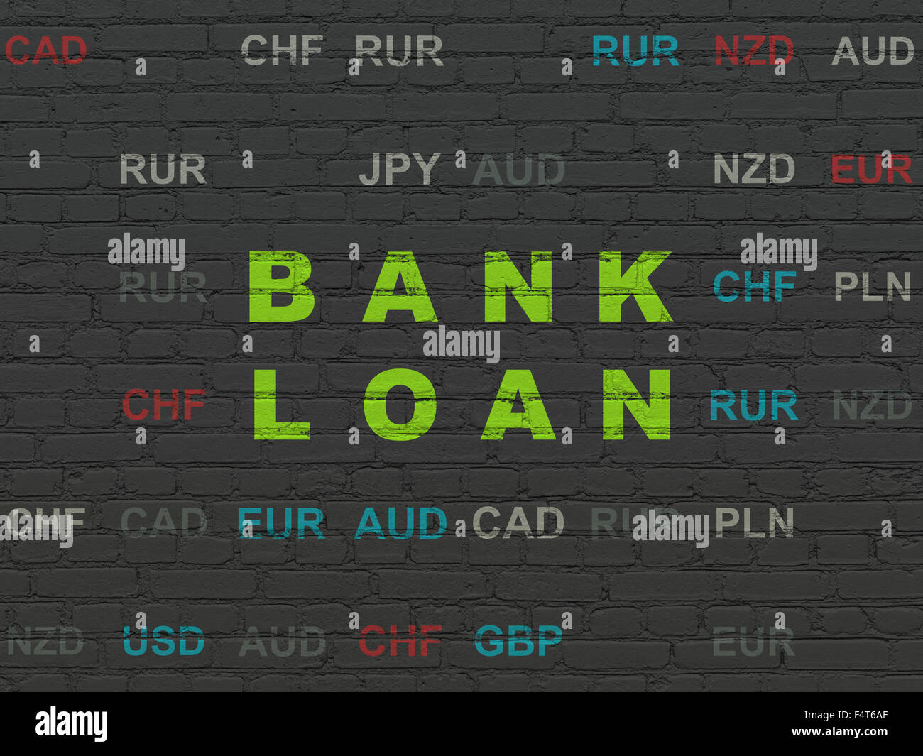 Currency concept: Bank Loan on wall background Stock Photo - Alamy