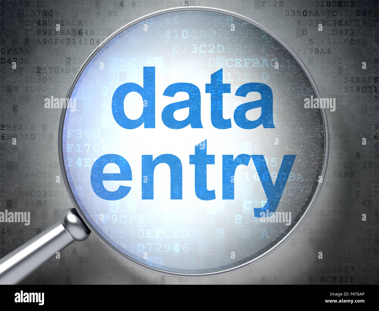 Information concept: Data Entry with optical glass Stock Photo - Alamy