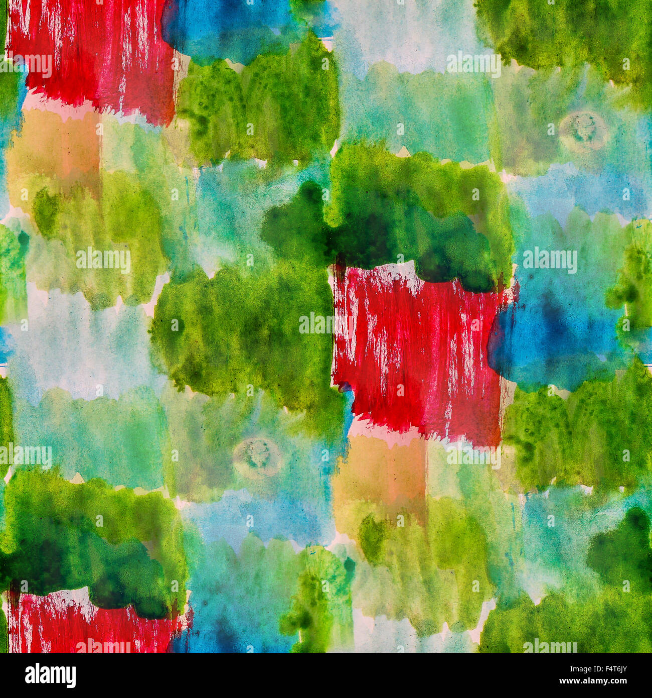 seamless background watercolor green red square smear brush color water ...