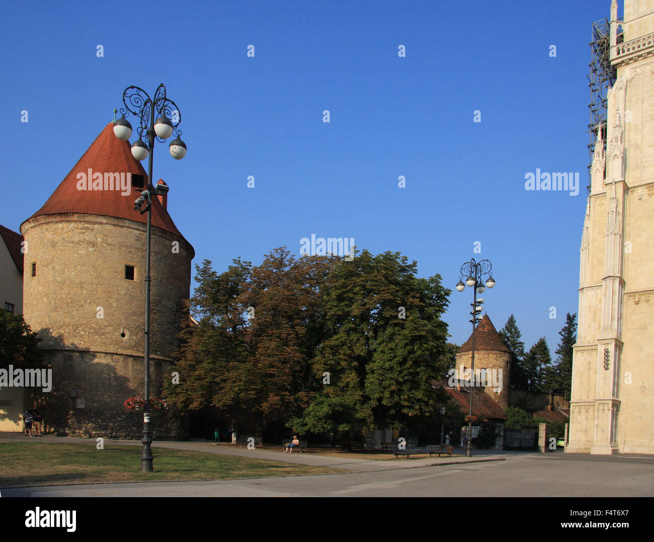 Croatia, the Balkans, Balkans, Zagreb, Europe, Kaptol, statue, tower ...