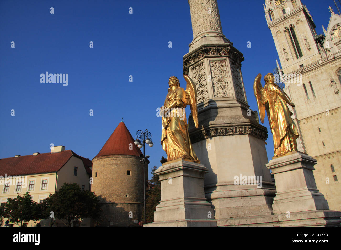 Croatia, the Balkans, Balkans, Zagreb, Europe, Kaptol, statue, column ...