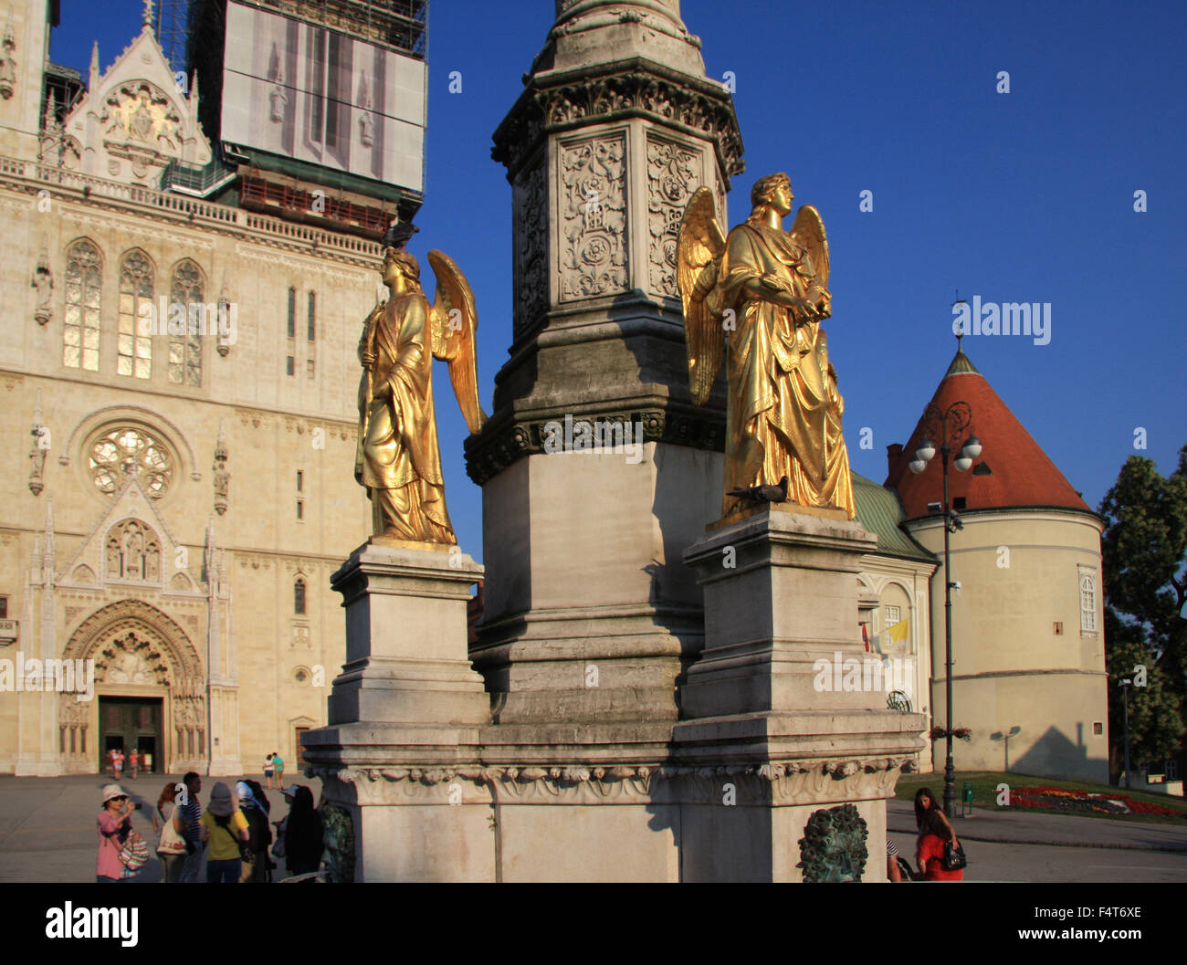 Croatia, the Balkans, Balkans, Zagreb, Europe, Kaptol, statue, column ...