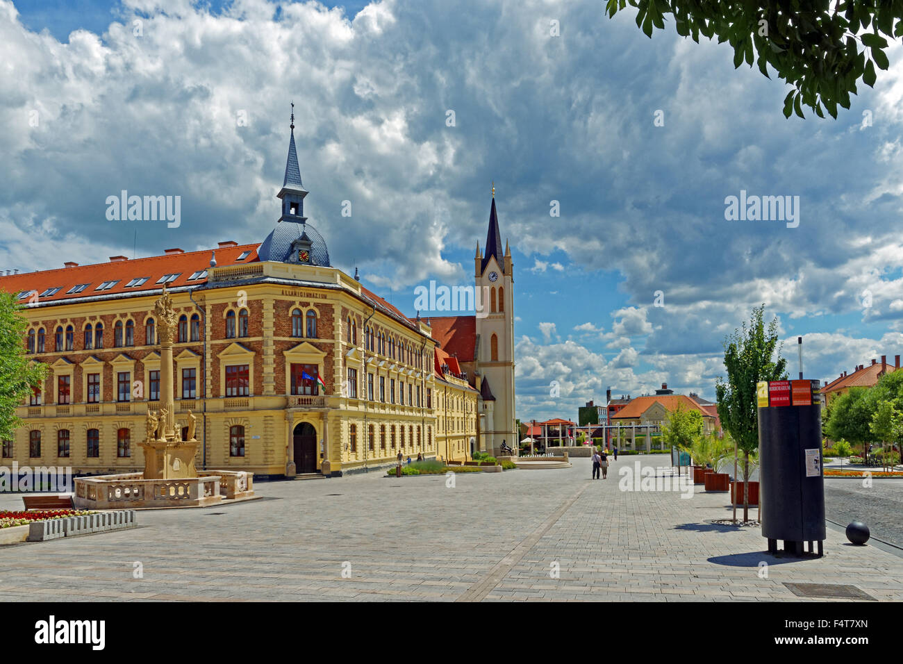 Marketplace, Trinity column, parish church, Gothic, Keszthelyi Vegvar ...