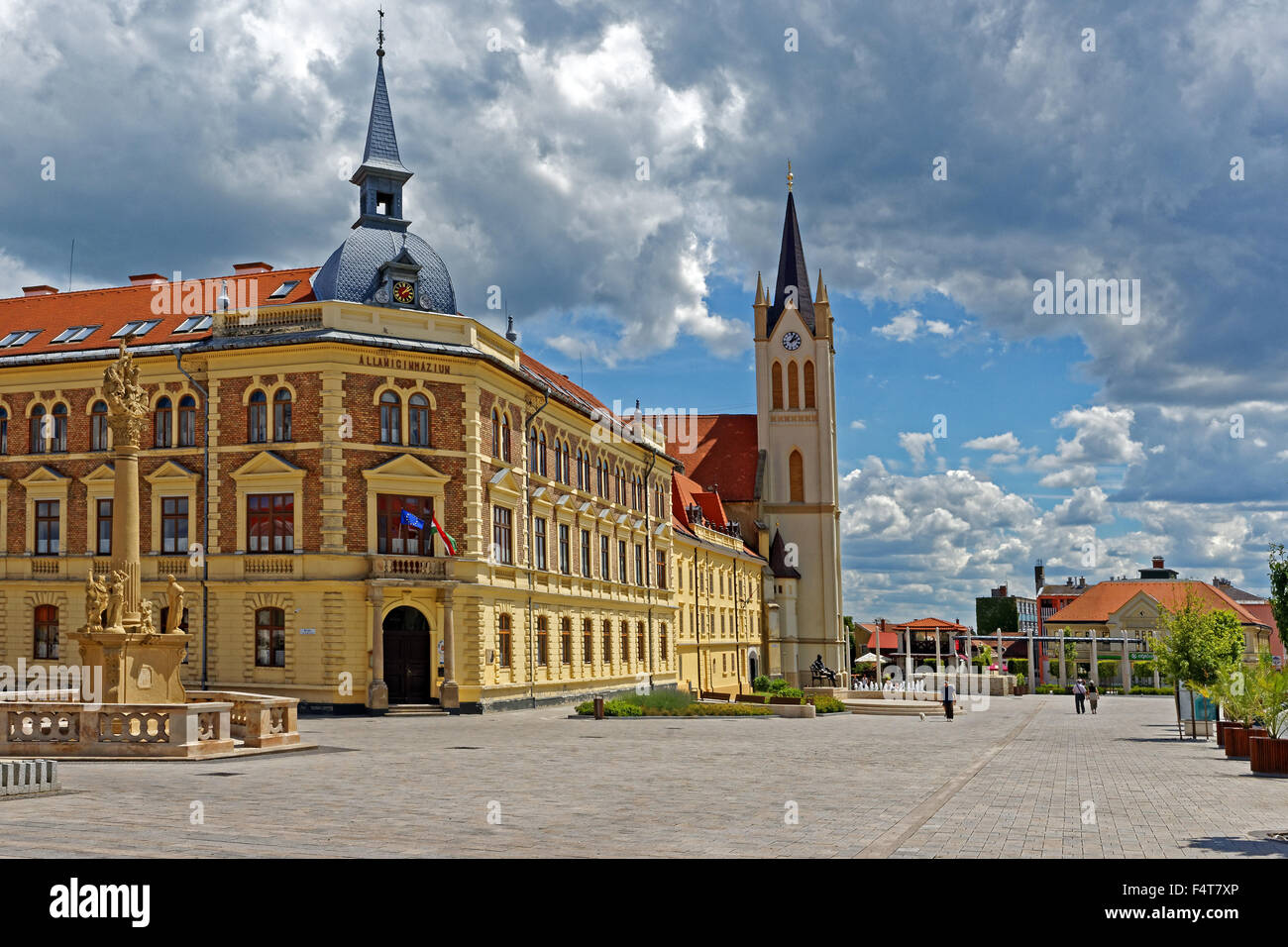 Marketplace, Trinity column, parish church, Gothic, Keszthelyi Vegvar ...
