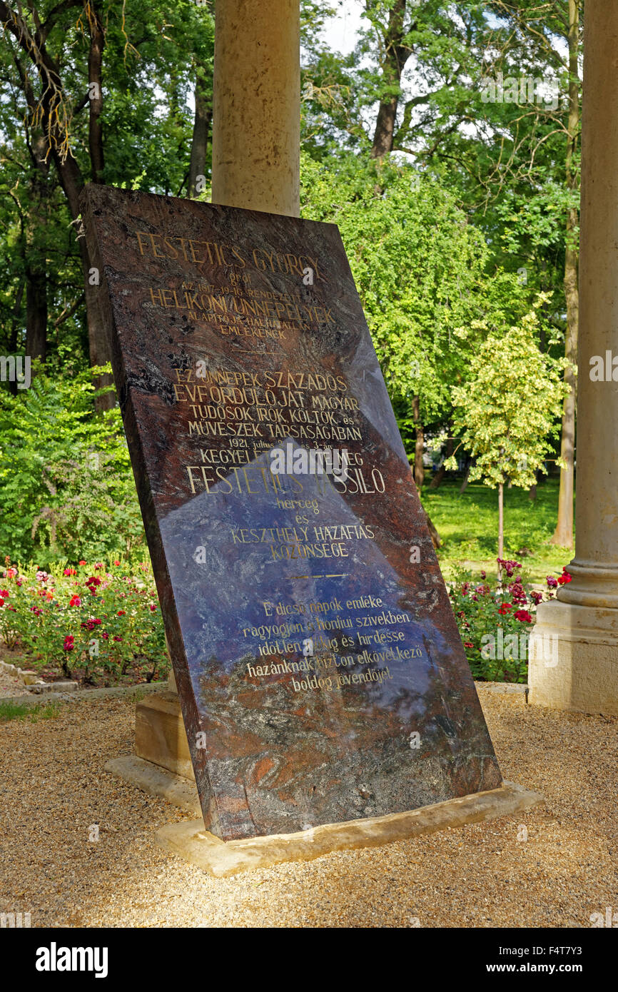 Helikon park, Helikon monument, Helikon-emlekmü, commemorative table ...