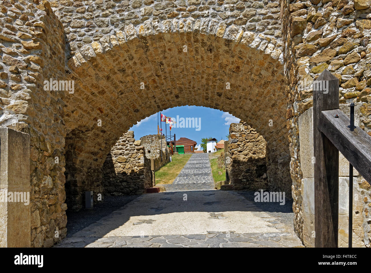 Castle Szigliget, Szigligeti var, castle ruins, entrance Stock Photo ...