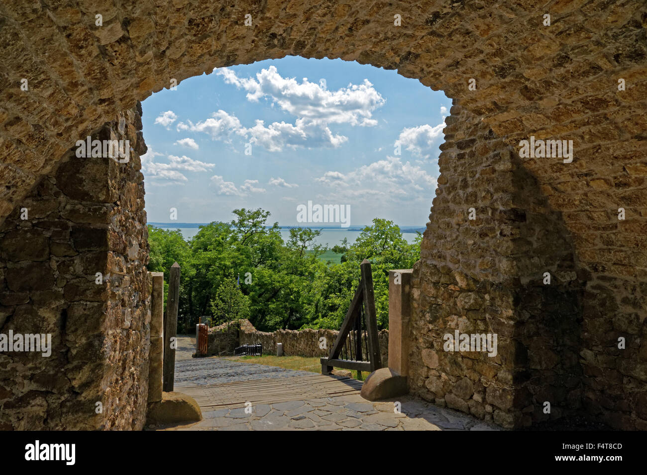 Castle Szigliget, Szigligeti var, castle ruins, entrance Stock Photo ...