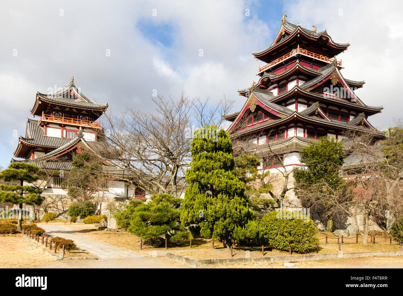 Japan, Kyoto, Fushimi Momoyama-jo castle. The borogata style tenshu ...