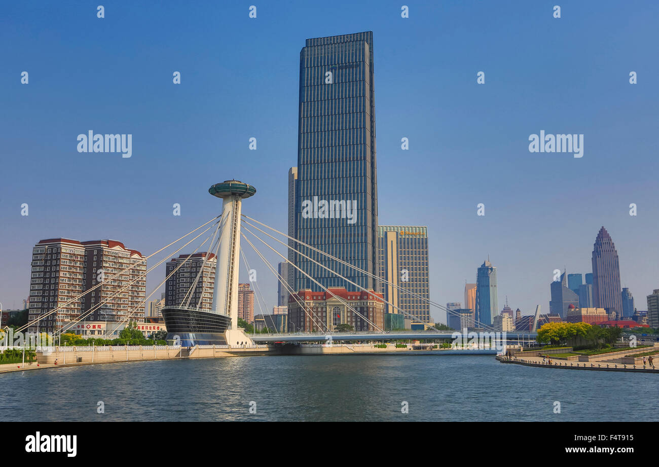 China, Tianjin, City, Chingfen Bridge, Hai River Stock Photo - Alamy
