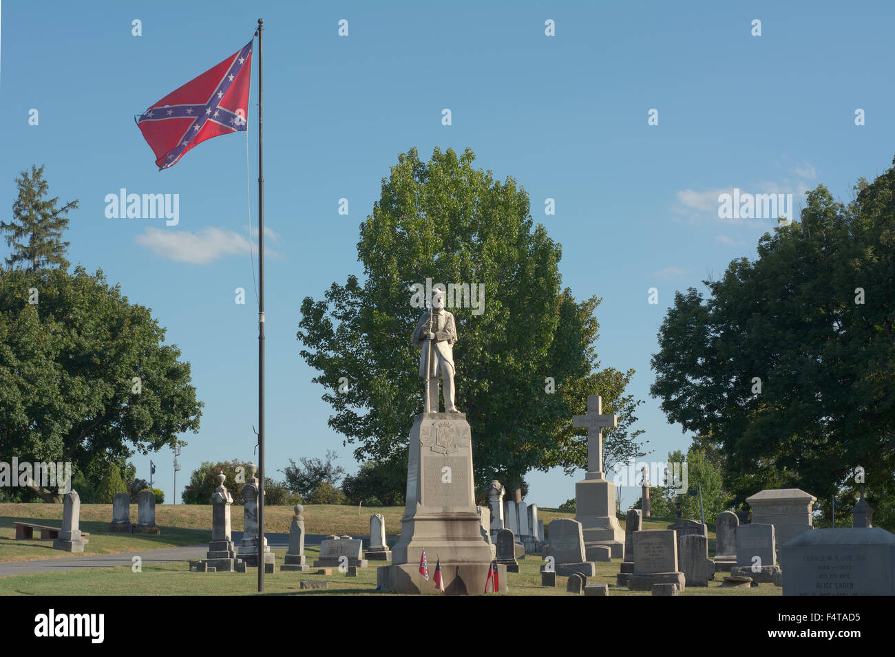 Confederate Soldier Monument with Flag in Frederick Maryland Cemetery ...