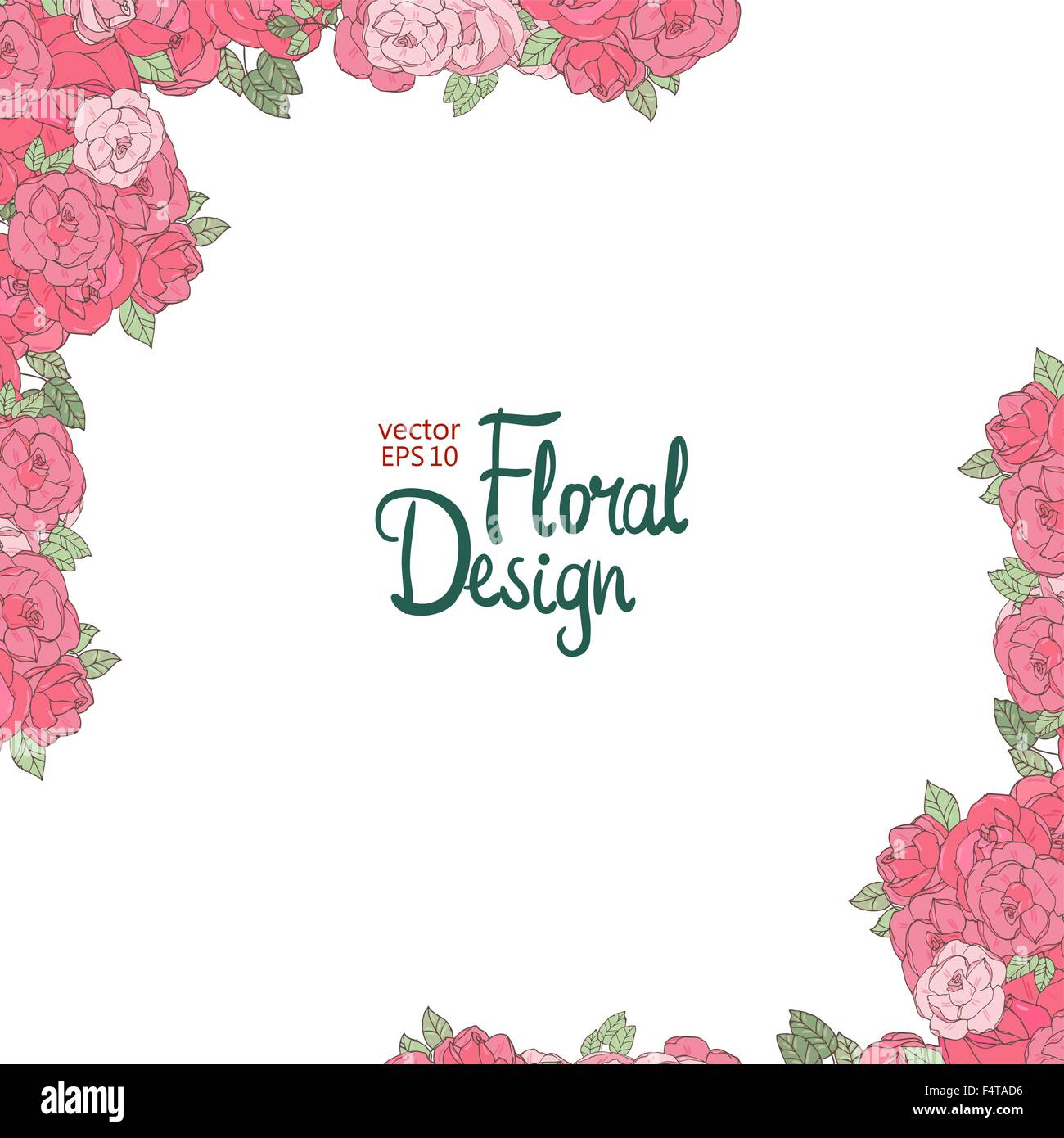 Vintage wedding border with pink roses Stock Vector Image & Art - Alamy