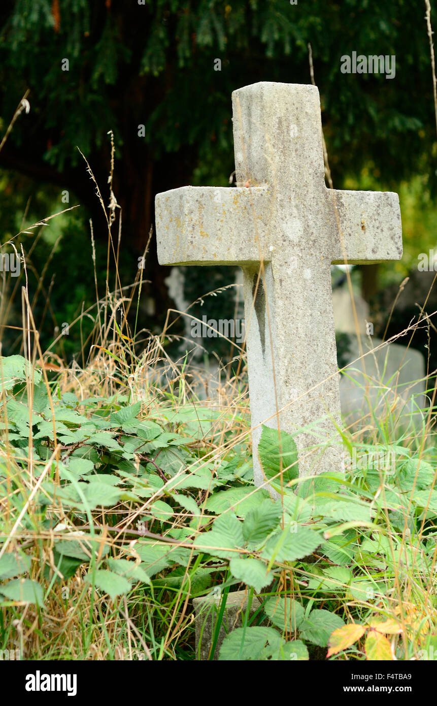 Gravestones in an overgrown cemetery Stock Photo - Alamy