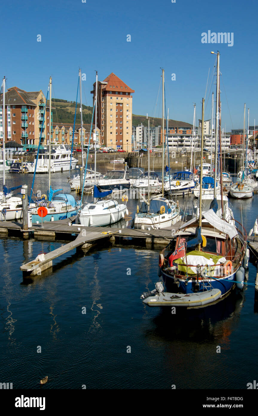 Europe, UK, Wales, Swansea marina docks Stock Photo - Alamy