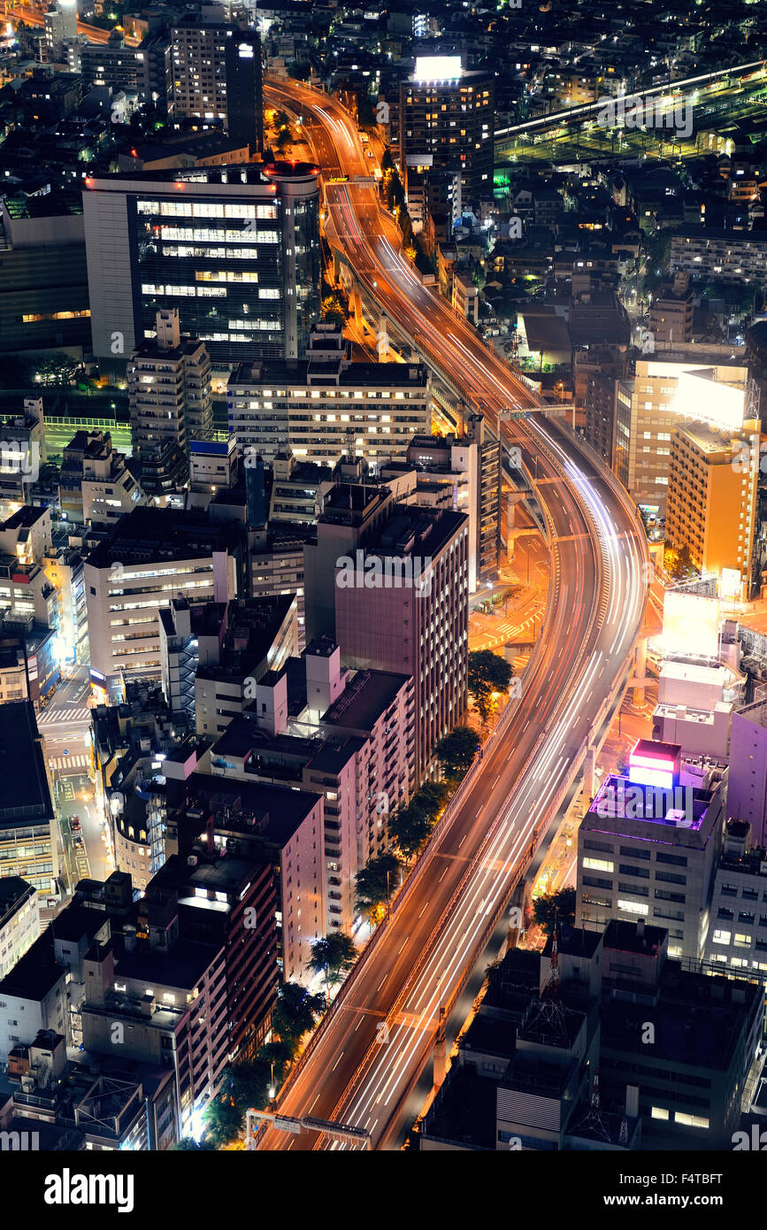 Tokyo urban skyscraper skyline rooftop view at night, Japan Stock Photo ...
