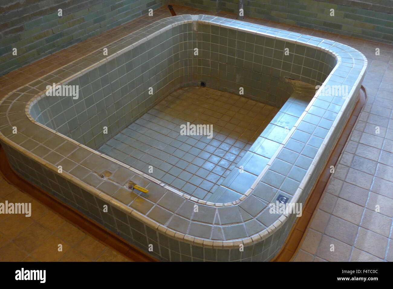 The old hot spring tub closeup at spa house in Taiwan Stock Photo - Alamy
