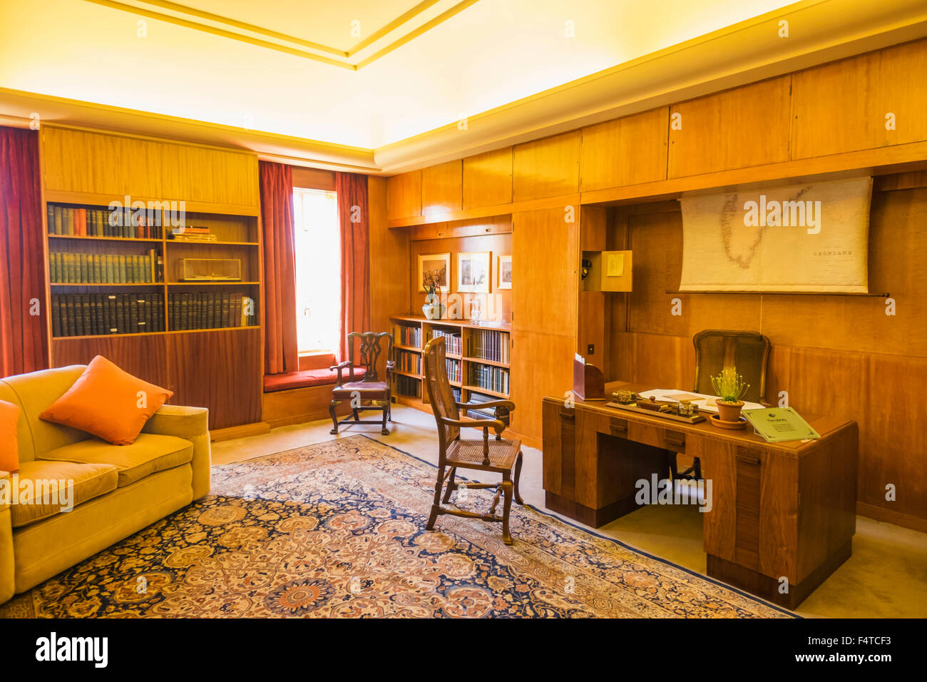 England, London, Greenwich, Eltham Palace, The Library Room Stock Photo ...