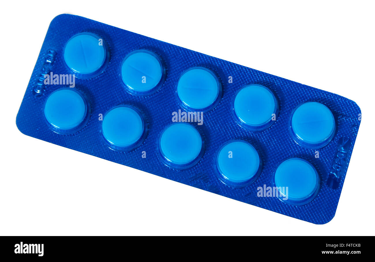 Close up of pills in blue blister Stock Photo - Alamy