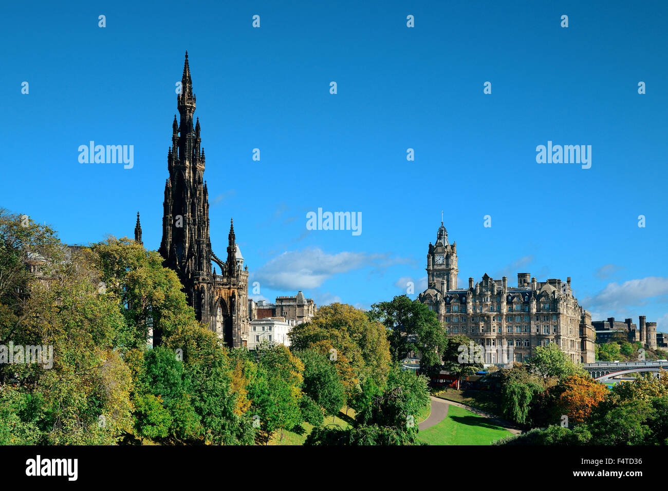 Scott Monument and Edinburgh city view in United Kingdom Stock Photo ...