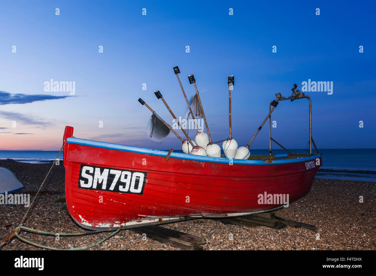 England, West Sussex, Worthing, Fishing Boat on Worthing Beach Stock ...