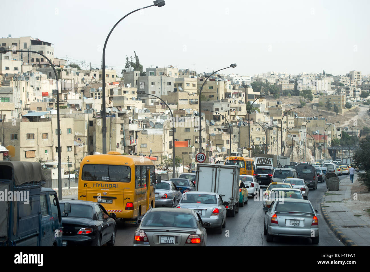 Cars make their way through congested streets in Amman, Jordan, 20 ...