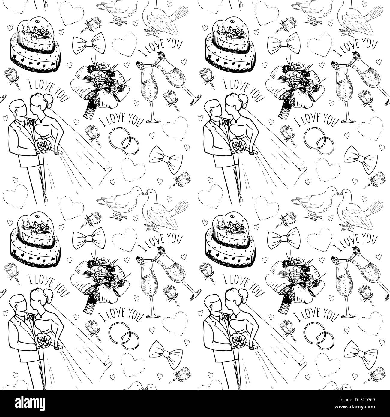 Wedding couple hand drawn Black and White Stock Photos & Images - Alamy