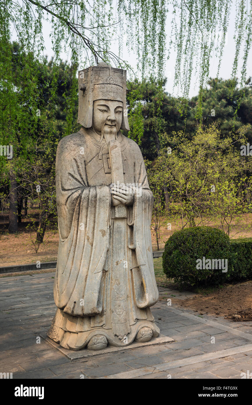Stone statue on the Spirit Way, path leading to the Ming Tombs, Beijing ...