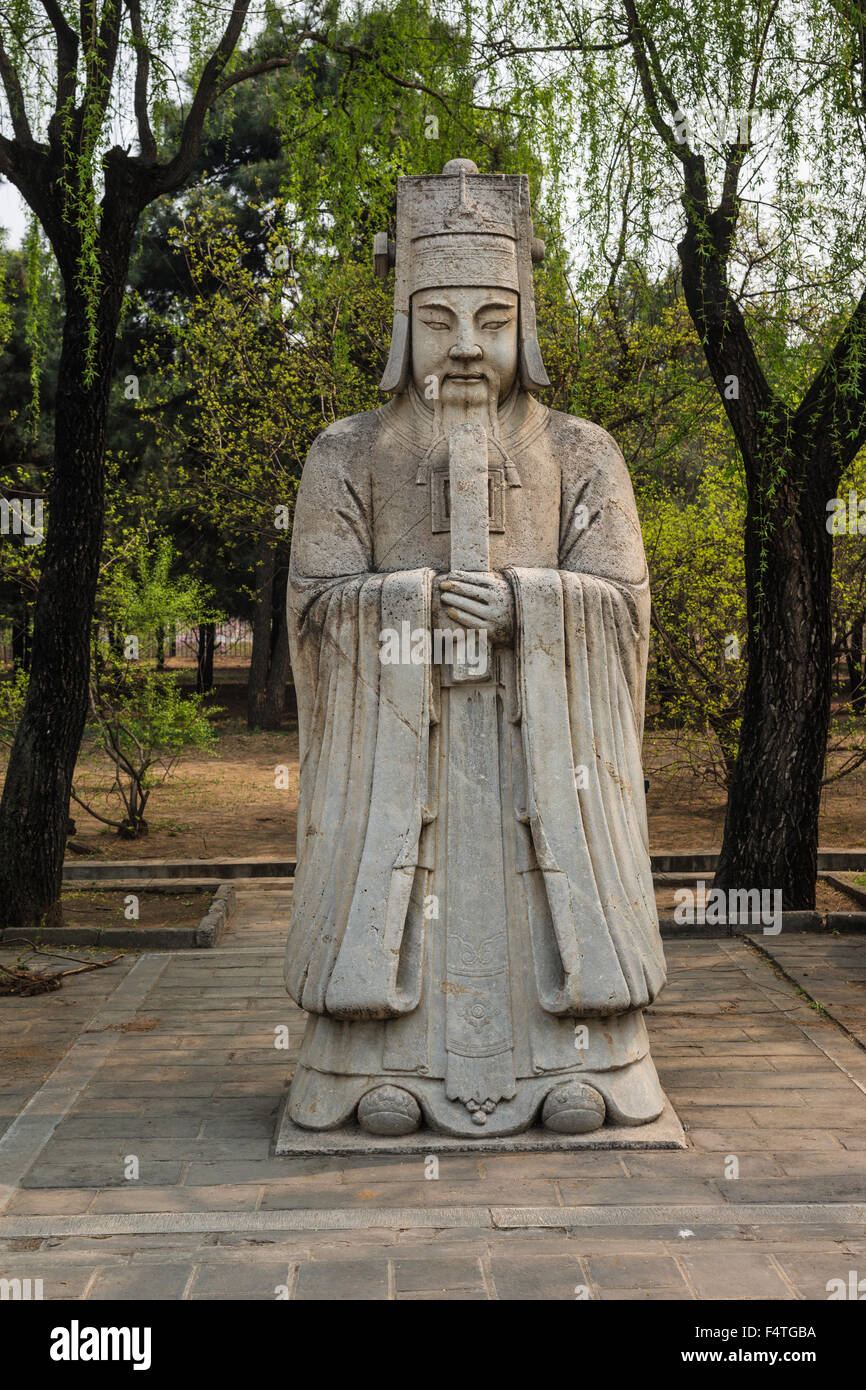 Stone statue on the Spirit Way, path leading to the Ming Tombs, Beijing ...