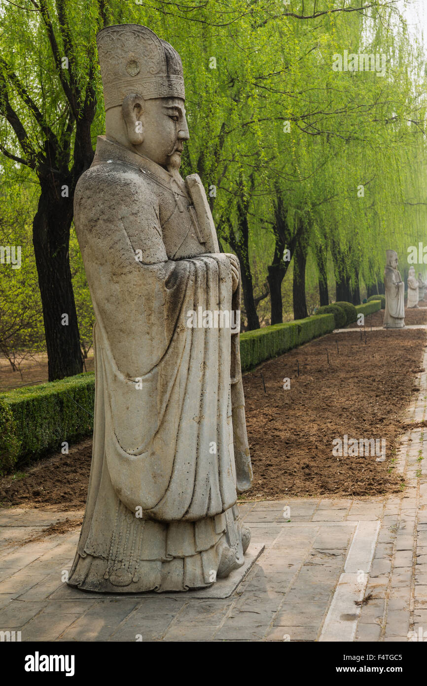 Stone statue on the Spirit Way, path leading to the Ming Tombs, Beijing ...