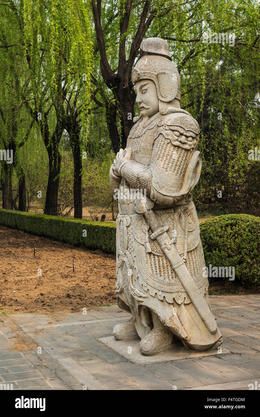 Stone statue on the Spirit Way, path leading to the Ming Tombs, Beijing ...