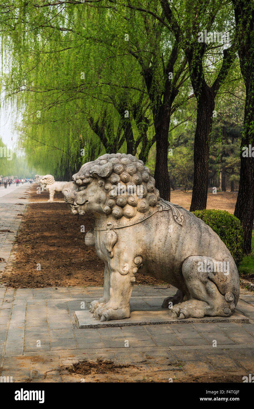 Stone statue on the Spirit Way, path leading to the Ming Tombs, Beijing ...
