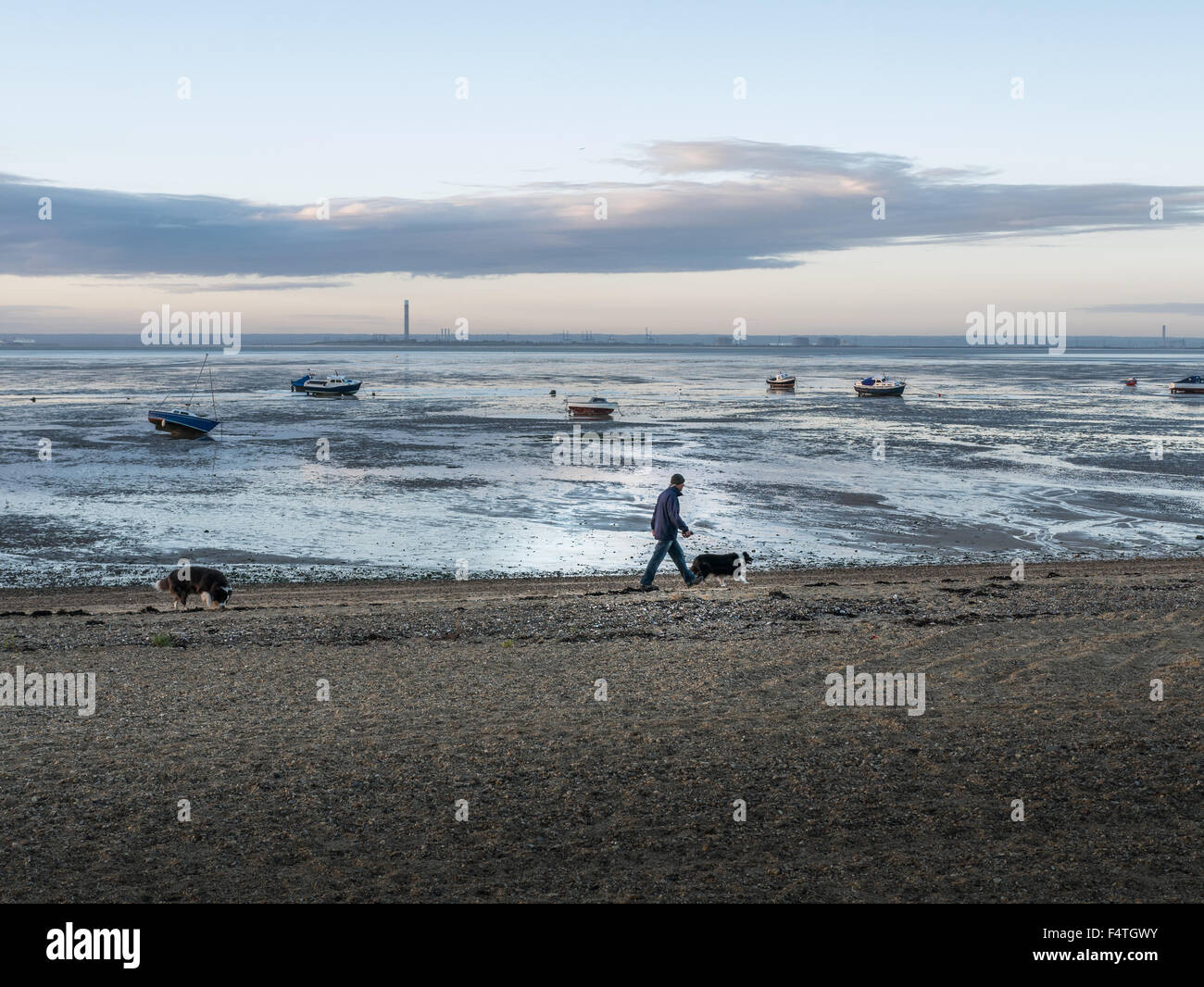 The river Thames estuary as seen from the north side at Southend on Sea ...