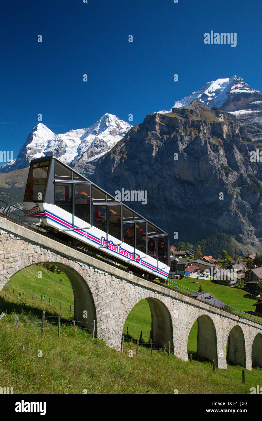 Allmendhubel cable car in Mürren Stock Photo - Alamy