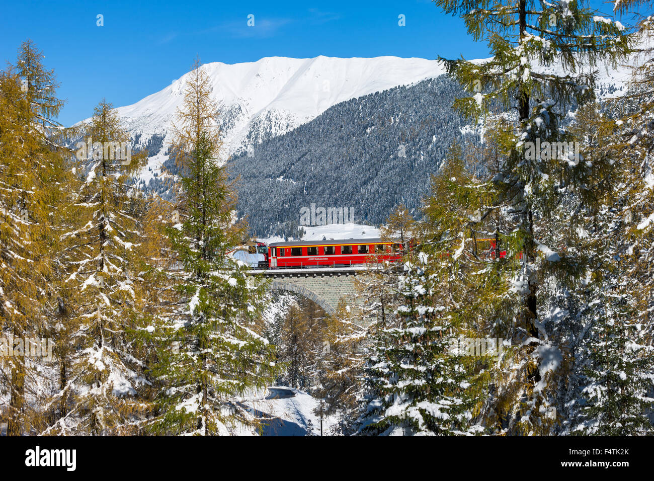 Albula railway, Albula, railroad, train, Switzerland, canton ...