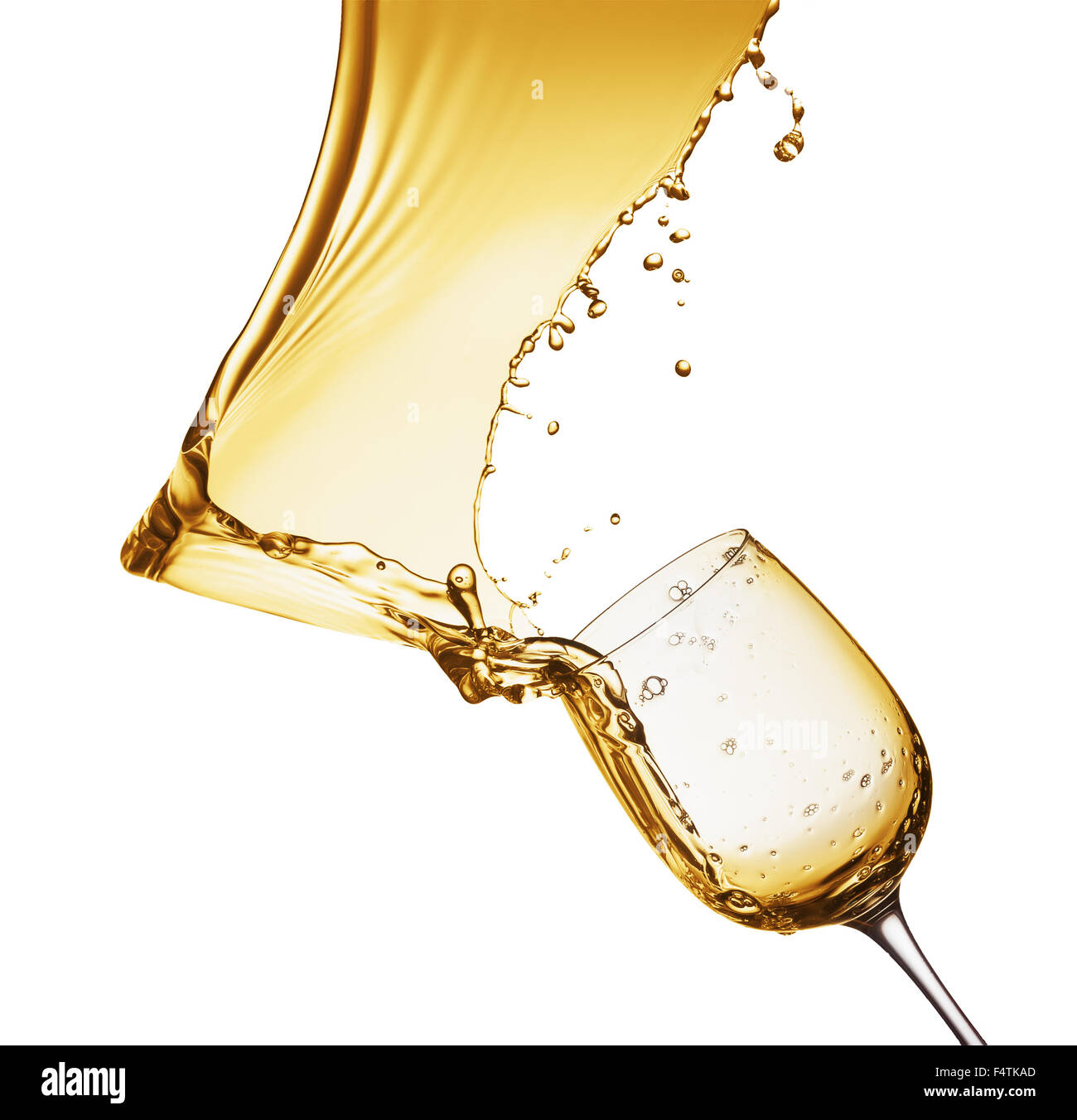 champagne splash from glass isolated on the white background Stock ...