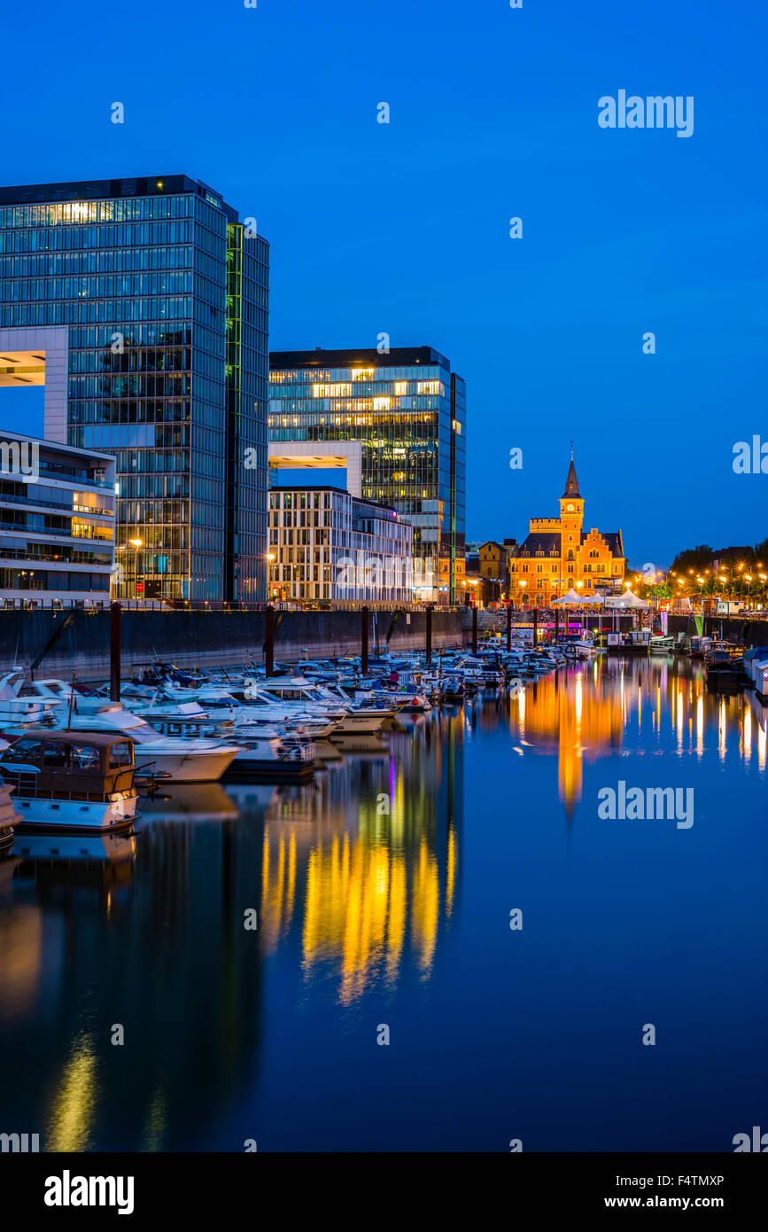 Dusk, architecture, brick building, lights, illluminated, office ...